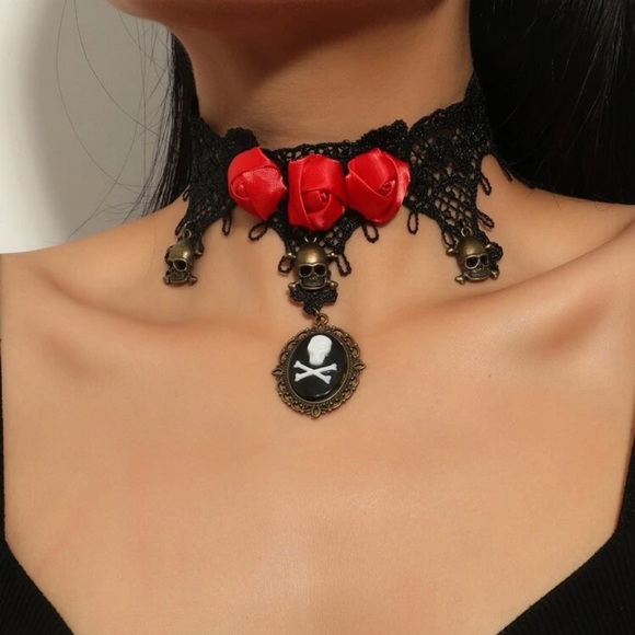 Kathrono | Jewelry | Awesome Gothic Lace Skeleton Skull Crossbones ...